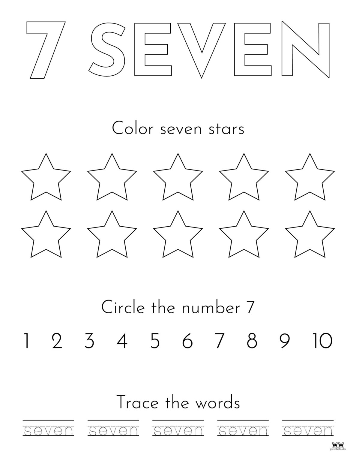 Number 7 Tracing Worksheets - 15 FREE Pages - PrintaBulk