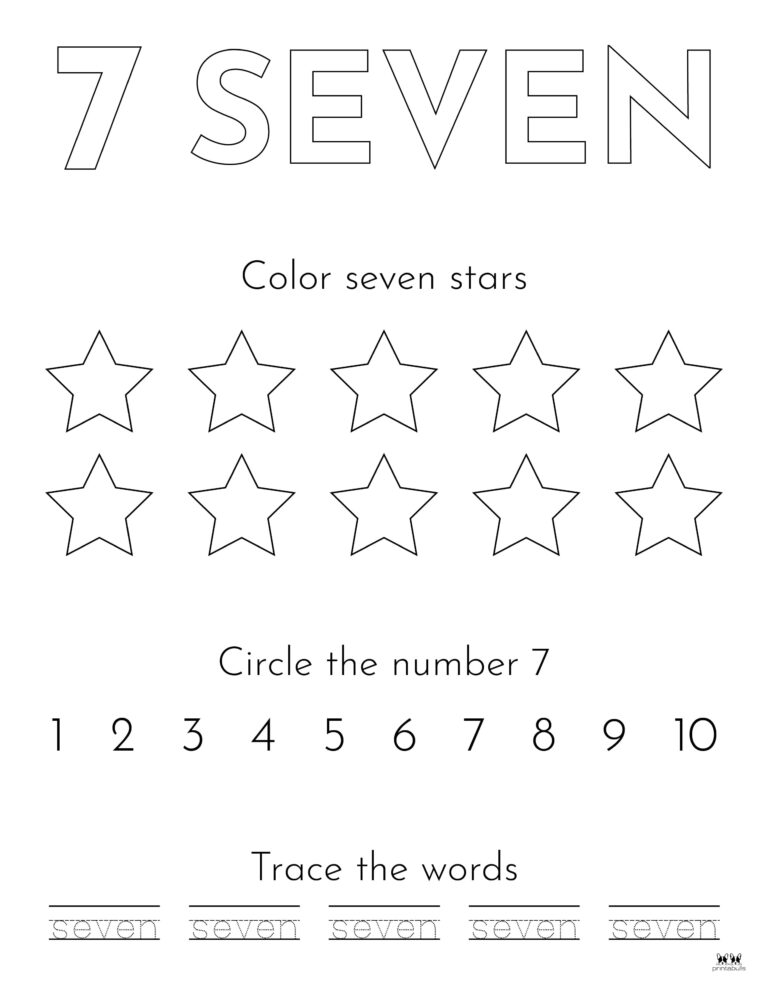 Number 7 Tracing Worksheets - 15 FREE Pages | Printabulls