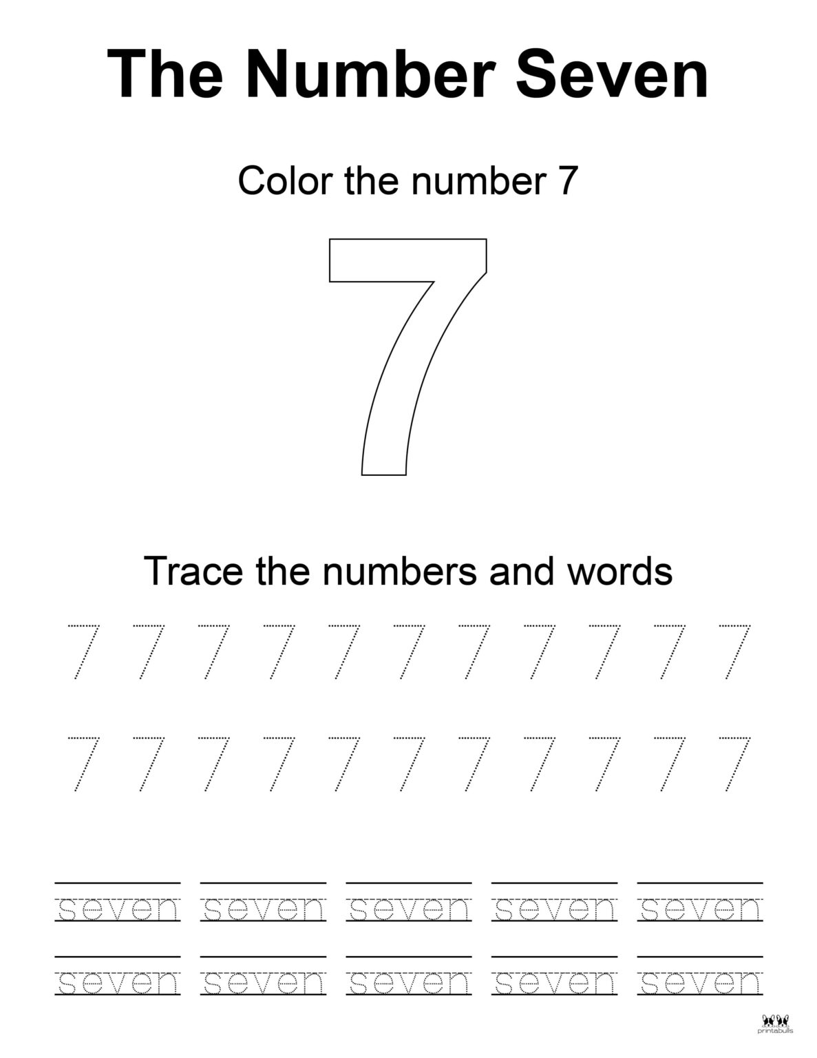 Number 7 Tracing Worksheets - 15 FREE Pages | Printabulls