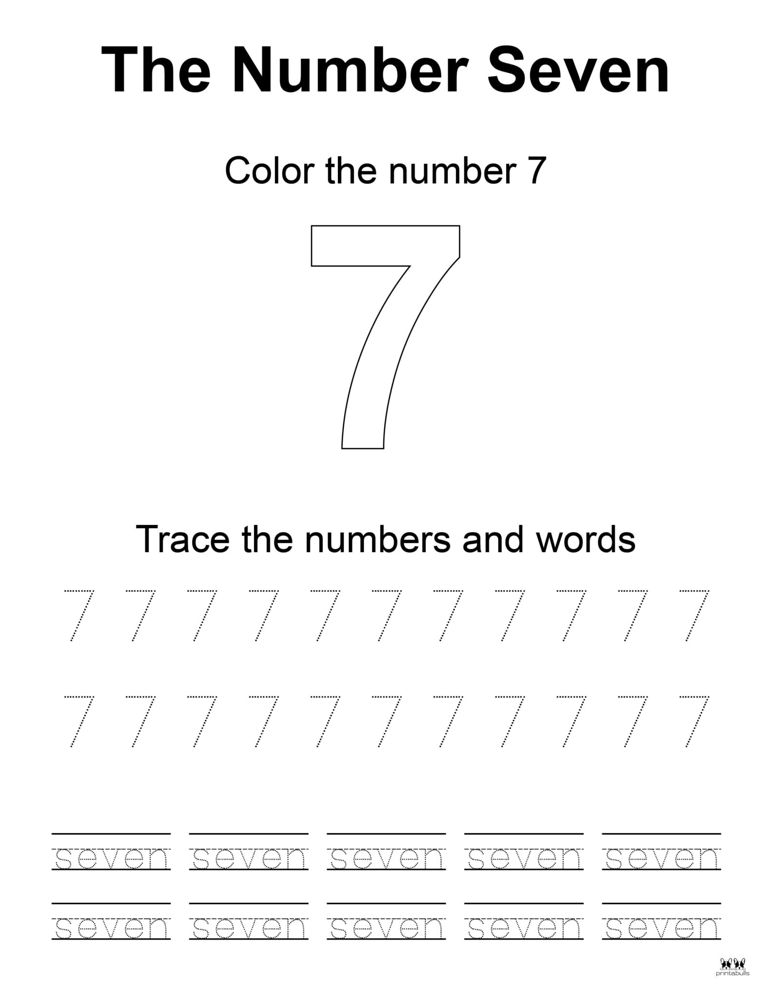 Number 7 Tracing Worksheets - 15 FREE Pages | Printabulls