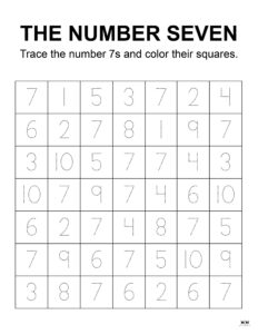 Number 7 Tracing Worksheets - 15 FREE Pages | Printabulls