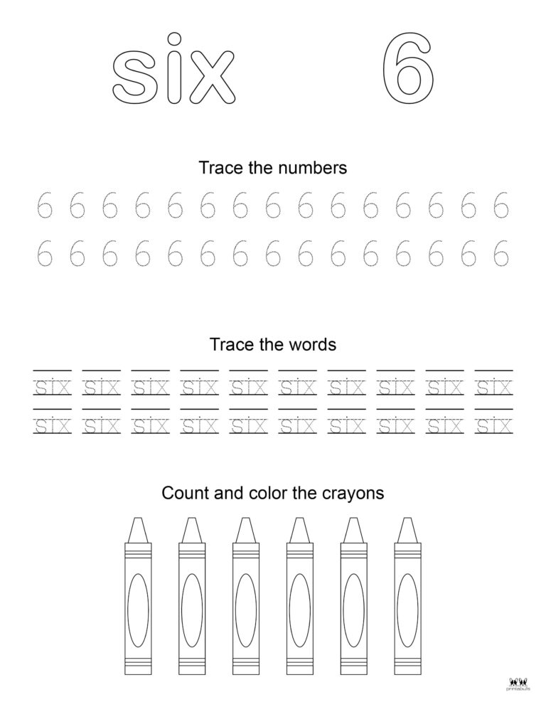 Number 6 Tracing Worksheets - 15 FREE Pages | Printabulls Number 6 Tracing Worksheets - 15 FREE Pages | Printabulls