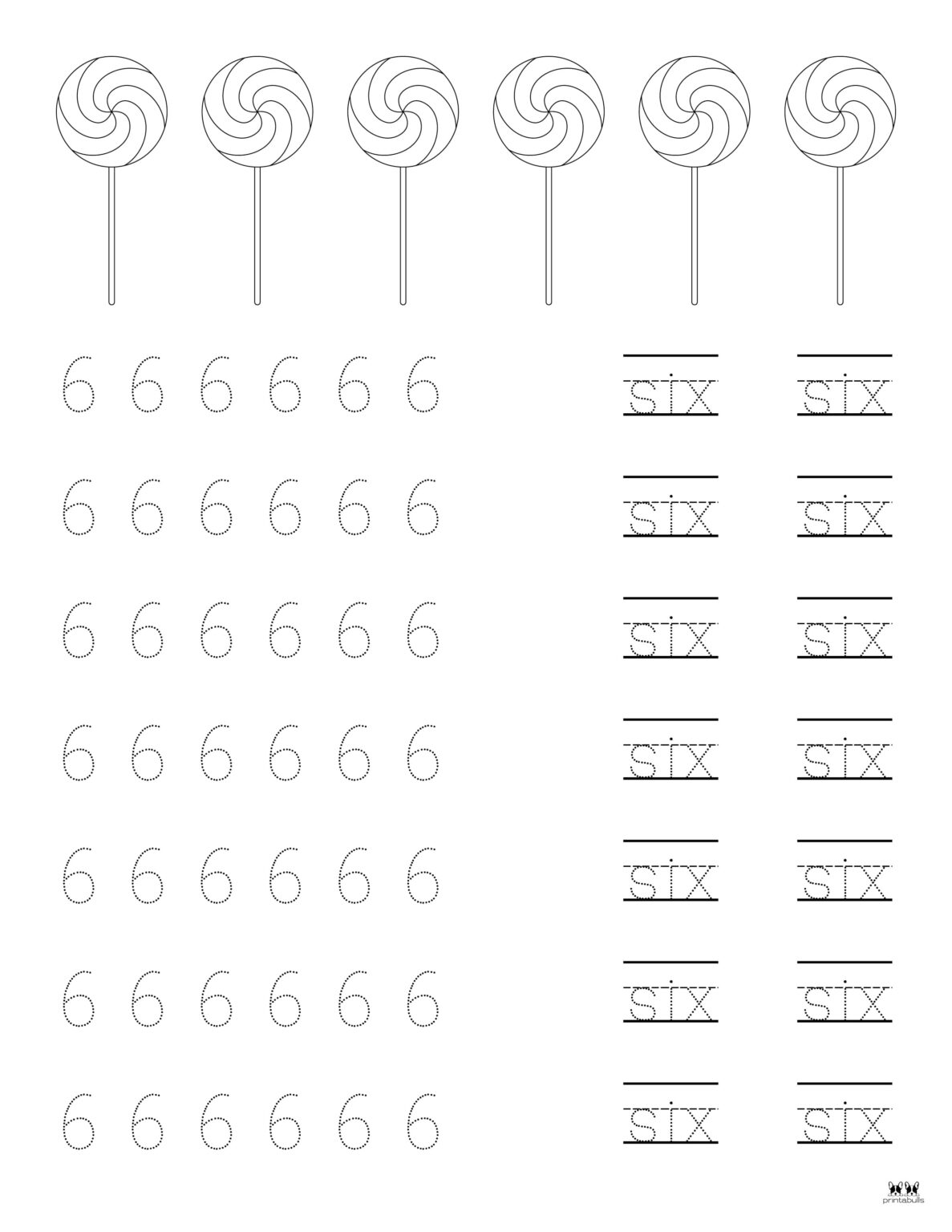 Number 6 Tracing Worksheets - 15 FREE Pages | Printabulls