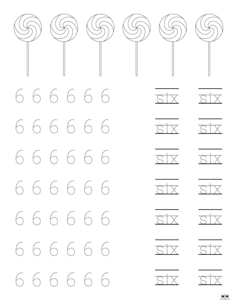 Number 6 Tracing Worksheets - 15 FREE Pages | Printabulls Number 6 Tracing Worksheets - 15 FREE Pages | Printabulls