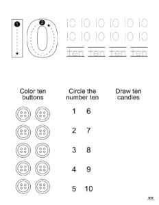 Number 10 Tracing Worksheets - 15 FREE Pages | Printabulls