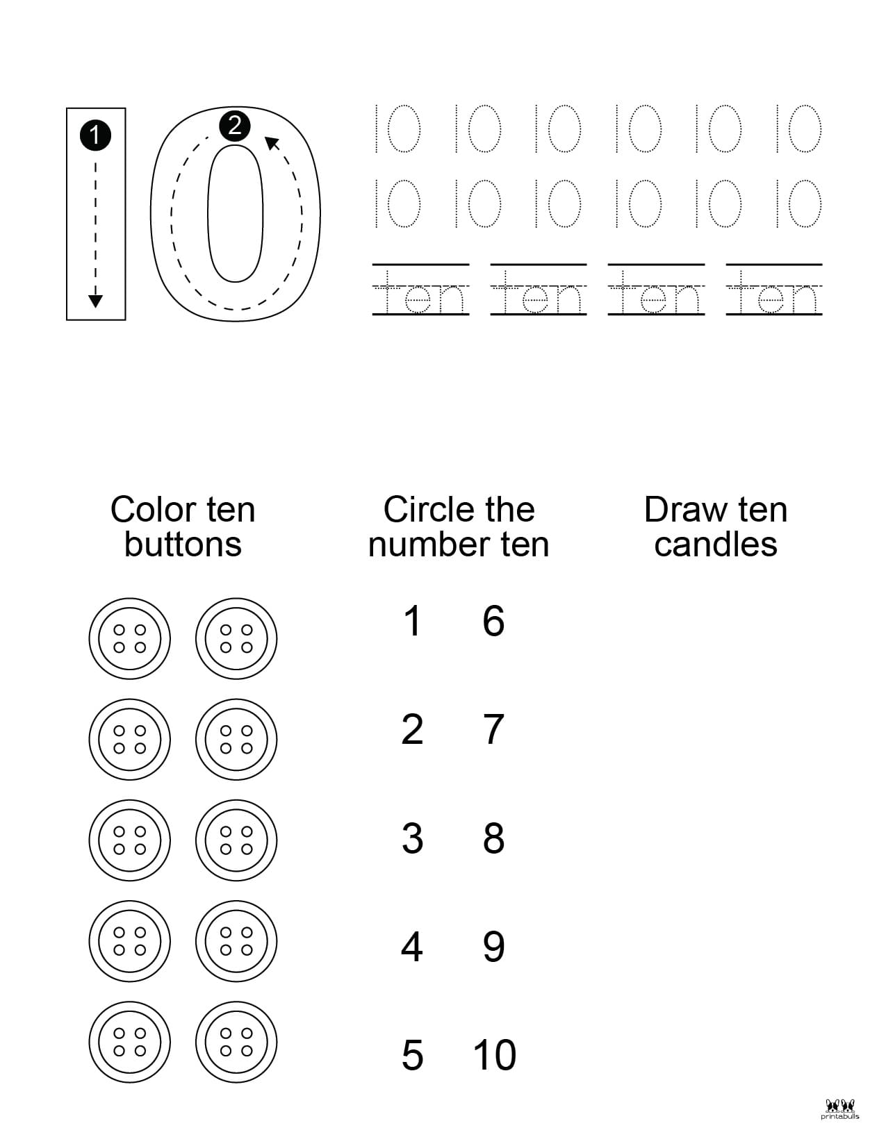 Number 10 Tracing Worksheets - 15 FREE Pages | Printabulls