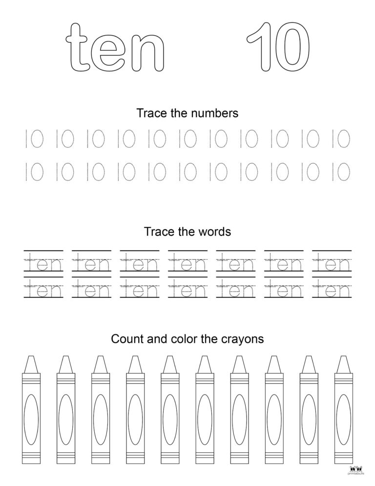 Number 10 Tracing Worksheets - 15 FREE Pages | Printabulls