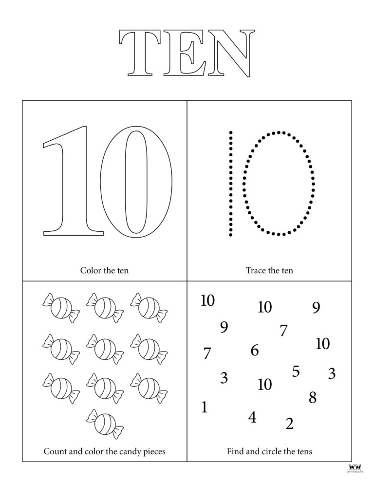 Number 10 Tracing Worksheets - 15 FREE Pages | Printabulls