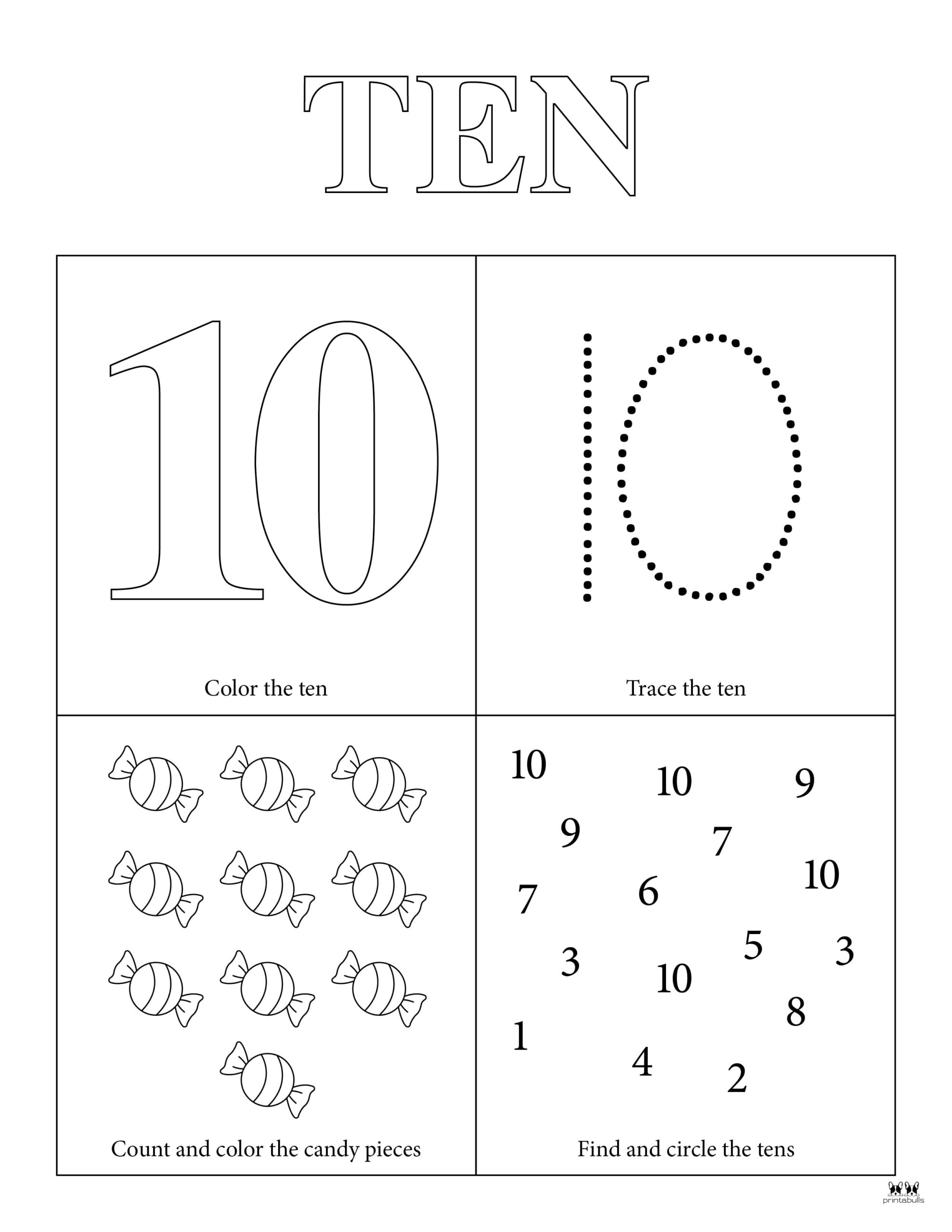 Number 10 Tracing Worksheets - 15 FREE Pages | Printabulls