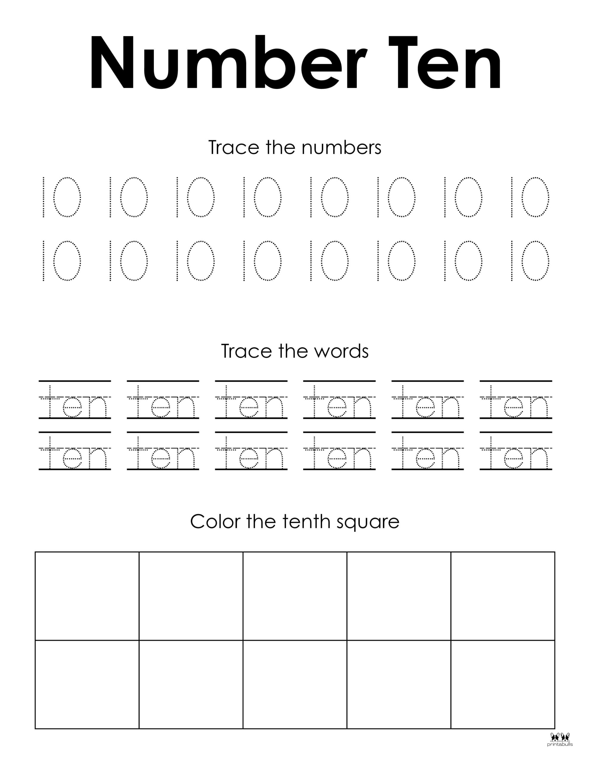Number 10 Tracing Worksheets - 15 FREE Pages | Printabulls
