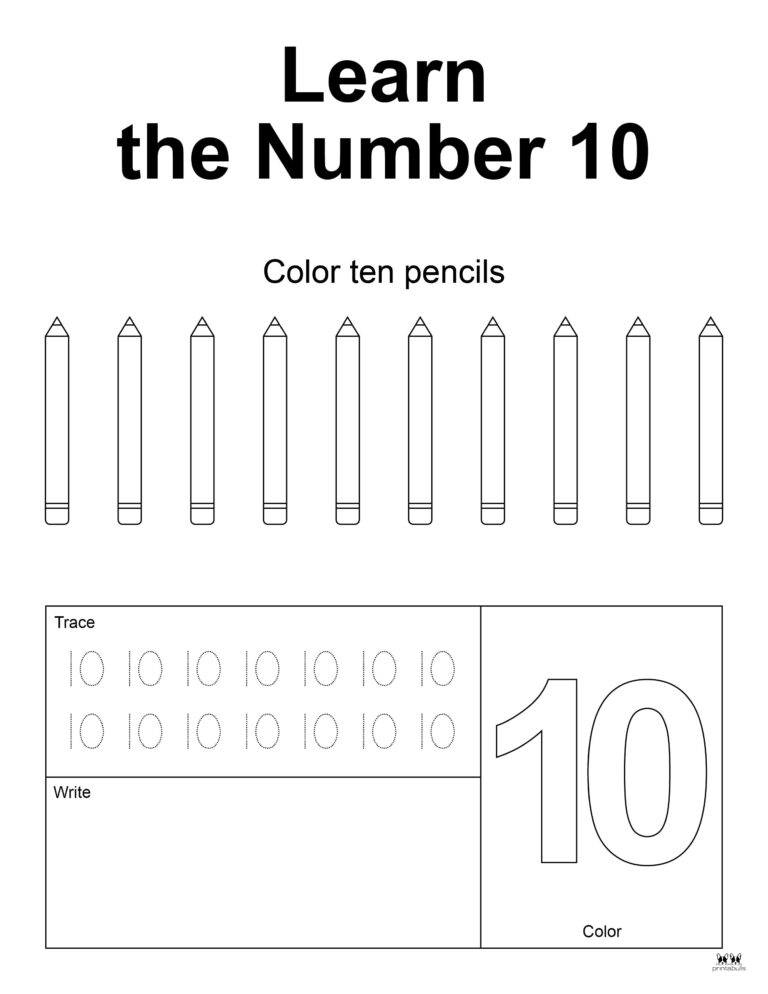 Number 10 Tracing Worksheets - 15 FREE Pages | Printabulls
