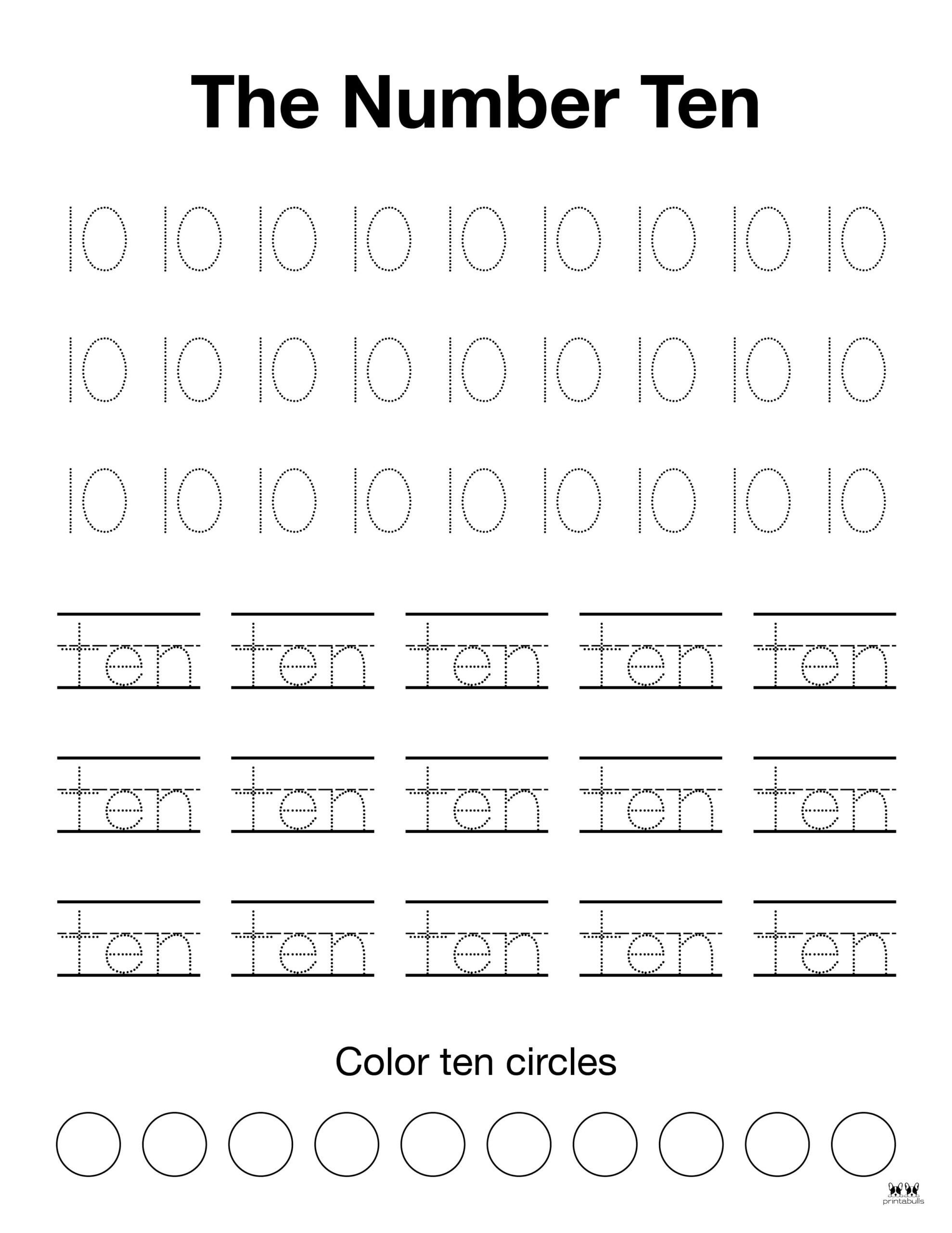 Number 10 Tracing Worksheets - 15 FREE Pages | Printabulls