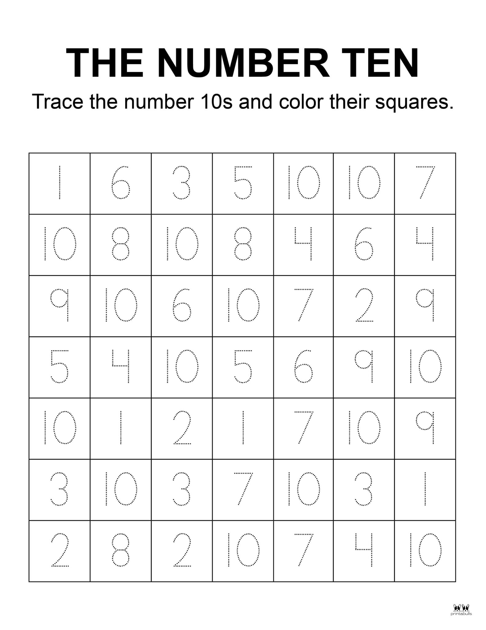 Number 10 Tracing Worksheets - 15 FREE Pages | Printabulls