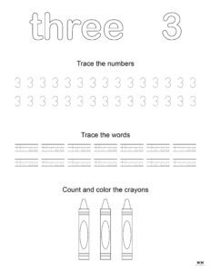 Number 3 Tracing Worksheets - 15 FREE Pages | Printabulls