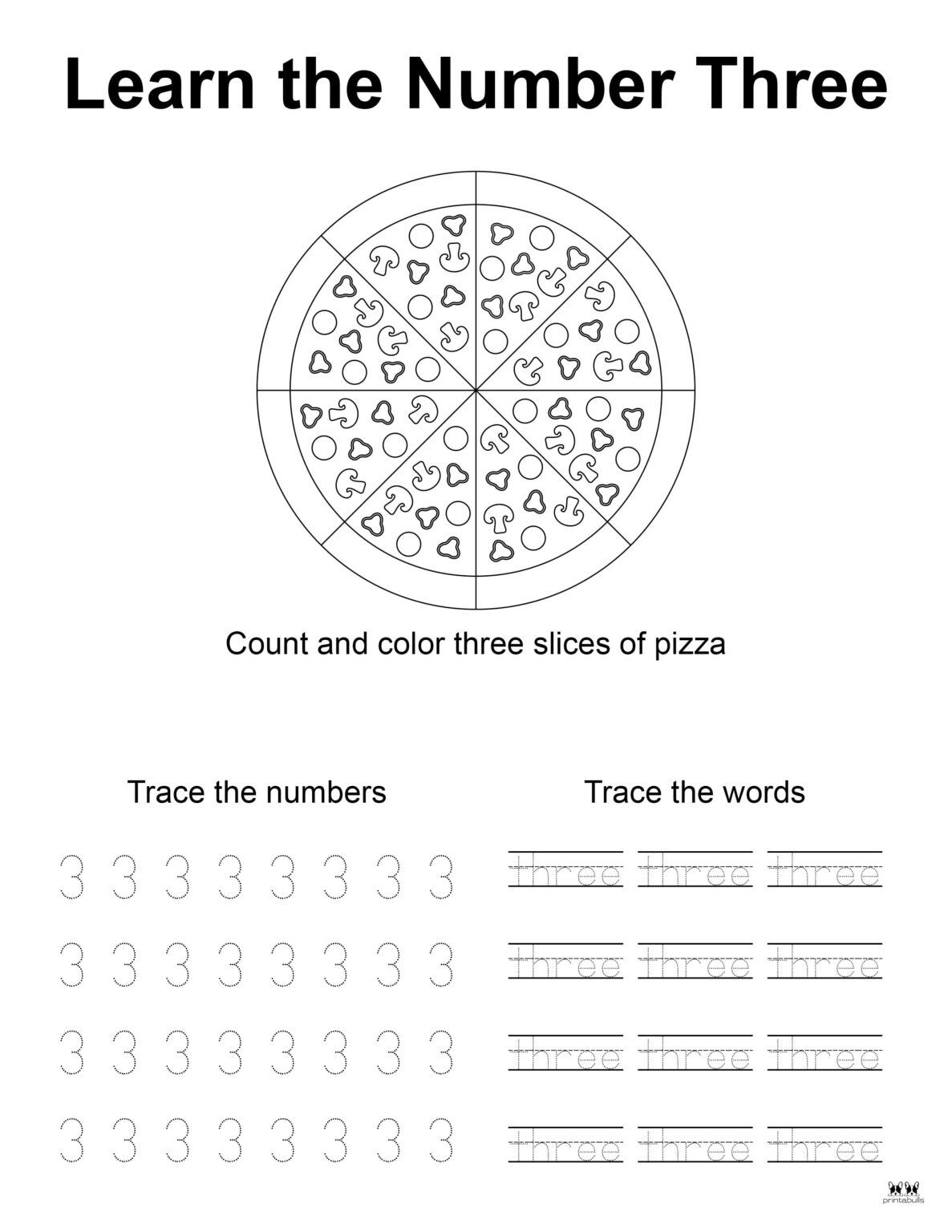 Number 3 Tracing Worksheets - 15 FREE Pages | Printabulls