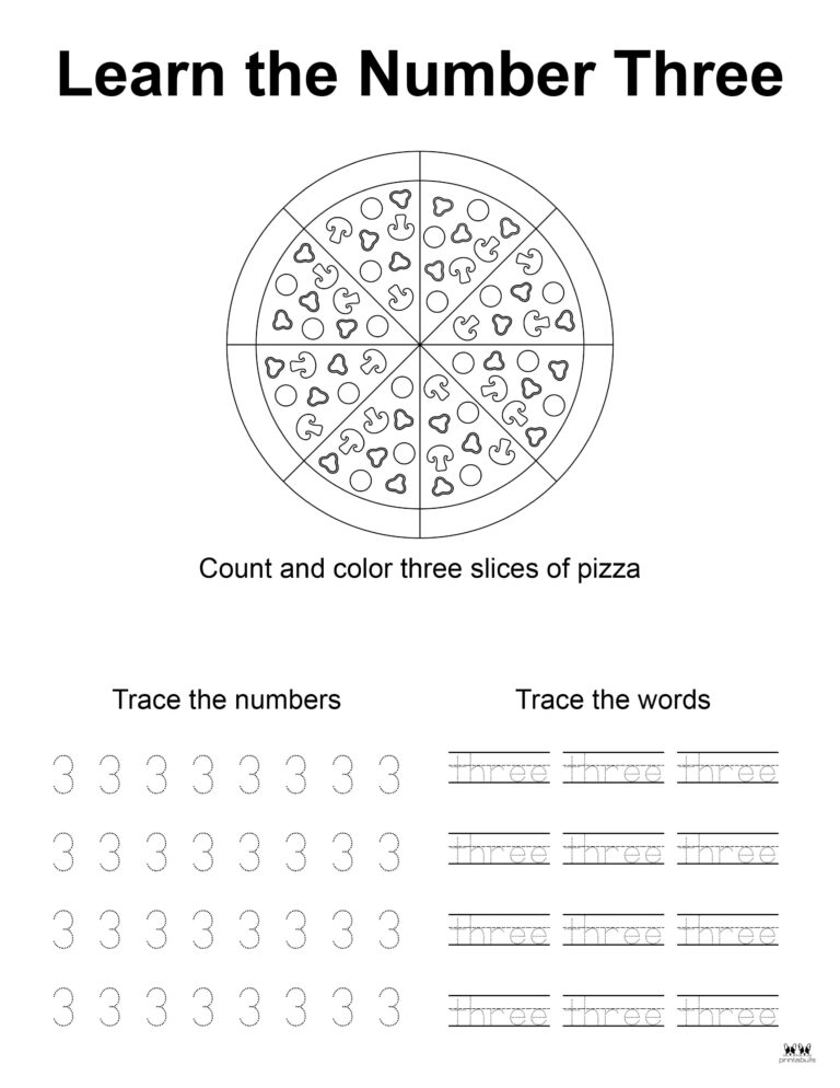 Number 3 Tracing Worksheets - 15 FREE Pages | Printabulls