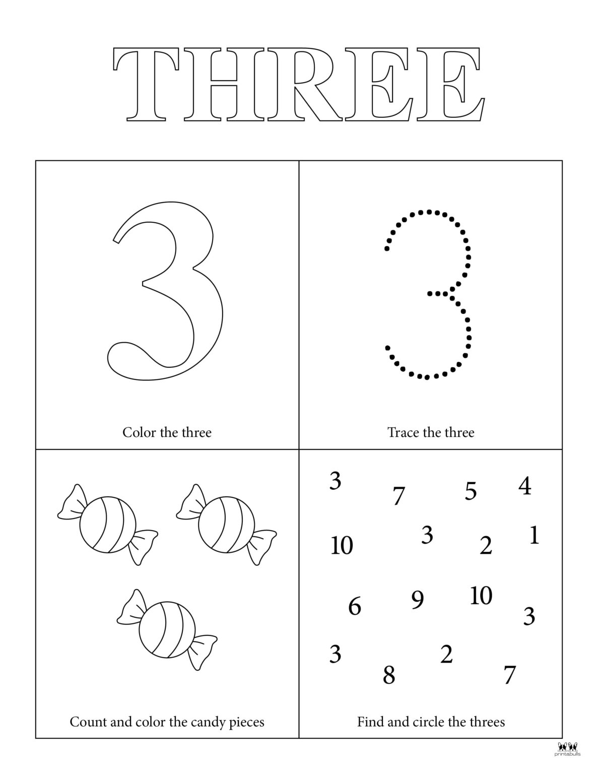 Number 3 Tracing Worksheets - 15 FREE Pages - PrintaBulk