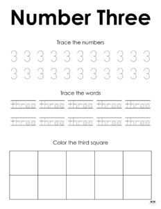Number 3 Tracing Worksheets - 15 FREE Pages | Printabulls