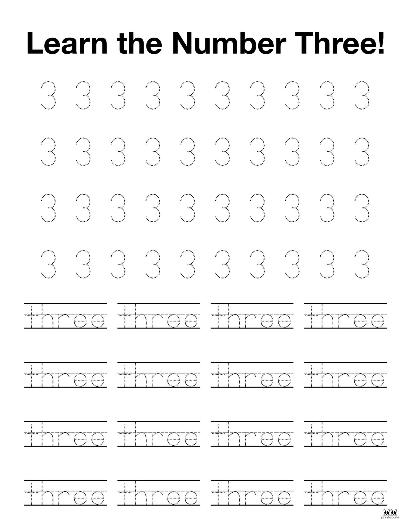 Number 3 Tracing Worksheets - 15 FREE Pages | Printabulls