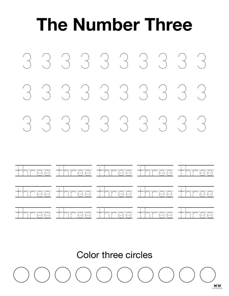 Number 3 Tracing Worksheets - 15 FREE Pages | Printabulls