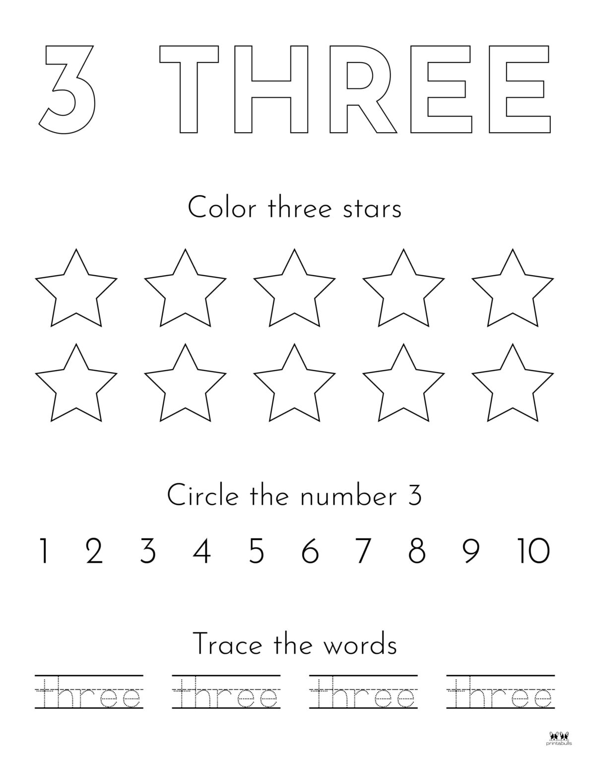 Number 3 Tracing Worksheets - 15 FREE Pages | Printabulls