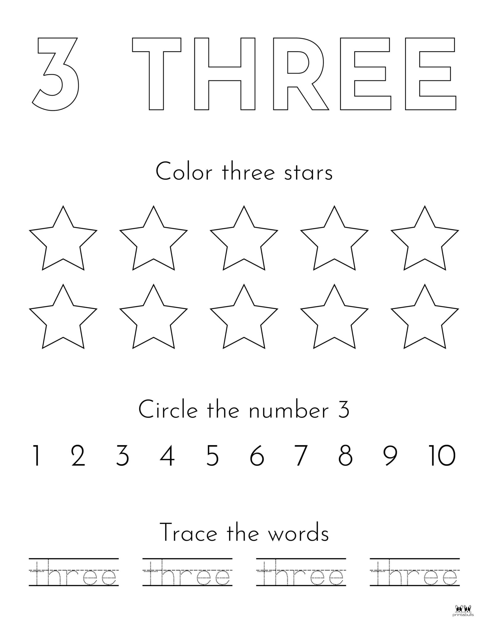 Number 3 Tracing Worksheets - 15 FREE Pages | Printabulls