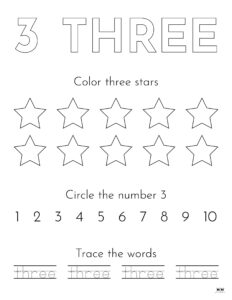 Number 3 Tracing Worksheets - 15 FREE Pages | Printabulls