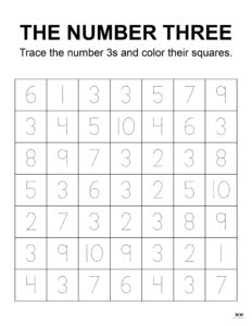 Number 3 Tracing Worksheets - 15 FREE Pages | Printabulls