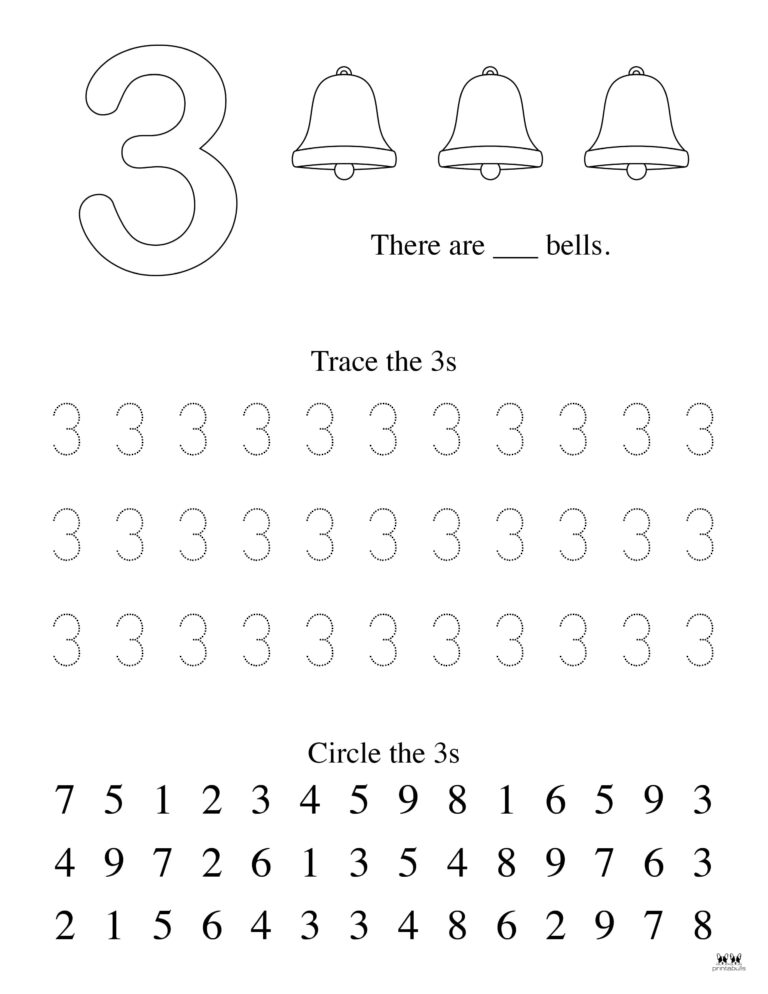 Number 3 Tracing Worksheets - 15 FREE Pages | Printabulls