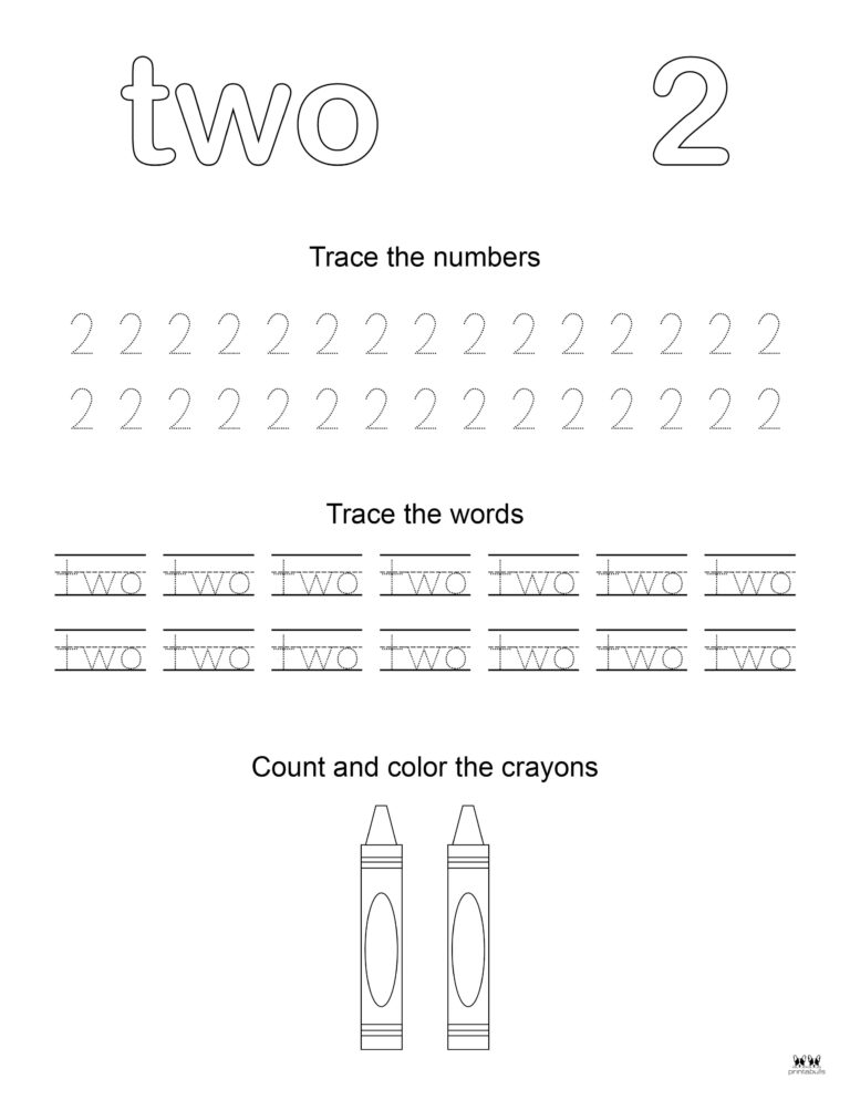 Number 2 Tracing Worksheets - 15 FREE Pages | Printabulls