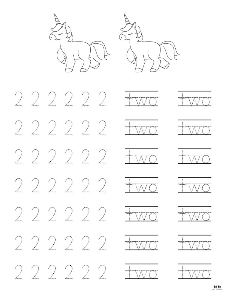 Number 2 Tracing Worksheets - 15 FREE Pages | Printabulls