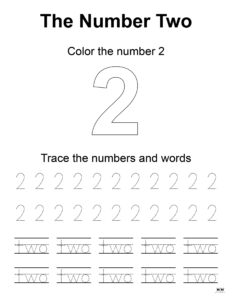 Number 2 Tracing Worksheets - 15 FREE Pages | Printabulls