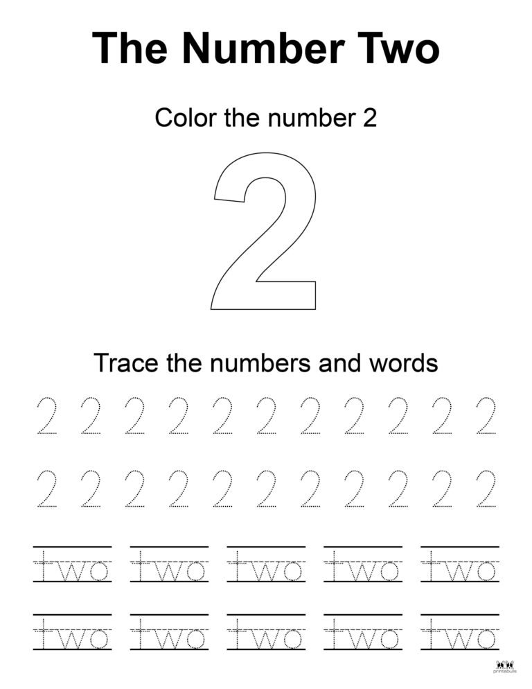 Number 2 Tracing Worksheets - 15 FREE Pages | Printabulls Number 2 Tracing Worksheets - 15 FREE Pages | Printabulls