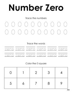 Number 0 Tracing Worksheets - 15 FREE Pages - PrintaBulk