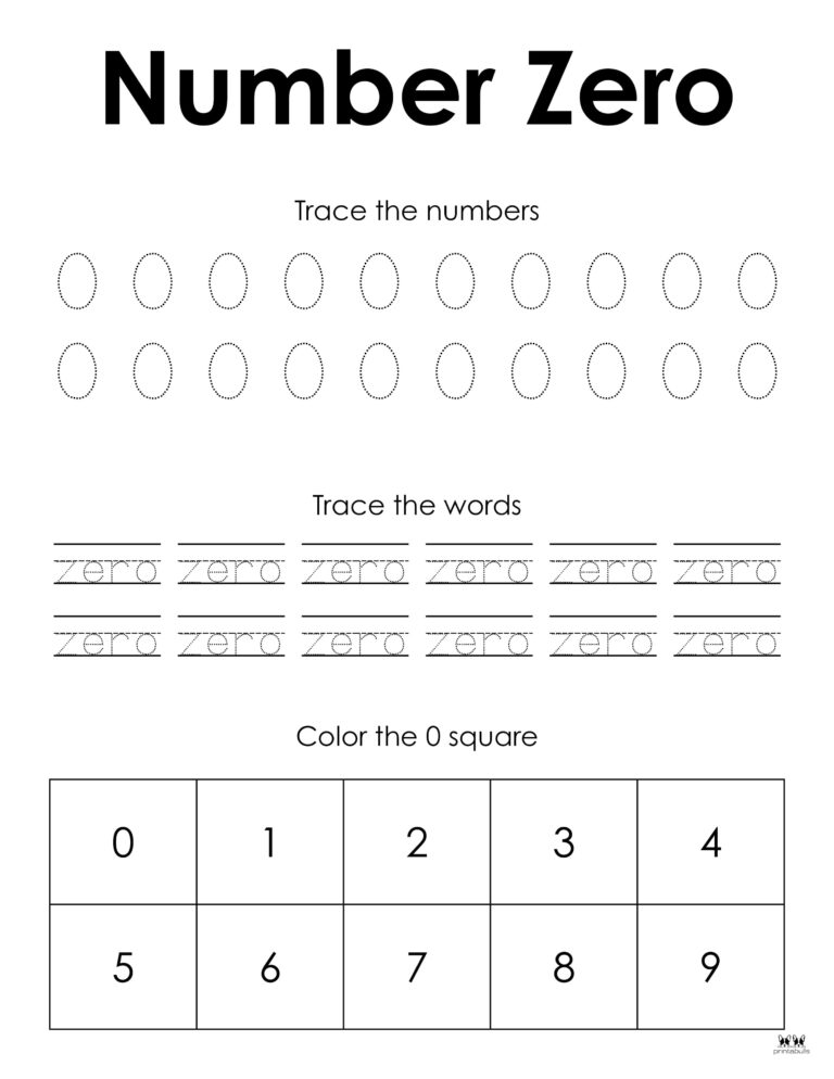 Number 0 Tracing Worksheets - 15 FREE Pages - PrintaBulk