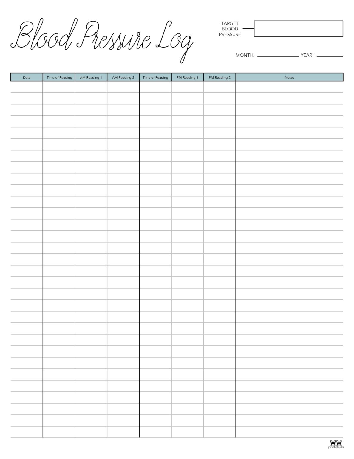 Blood Pressure Logs - 32 FREE Printables | Printabulls