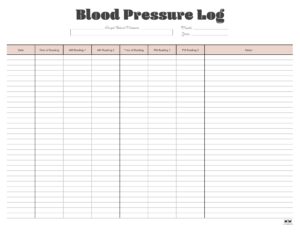 Blood Pressure Logs - 32 FREE Printables | Printabulls