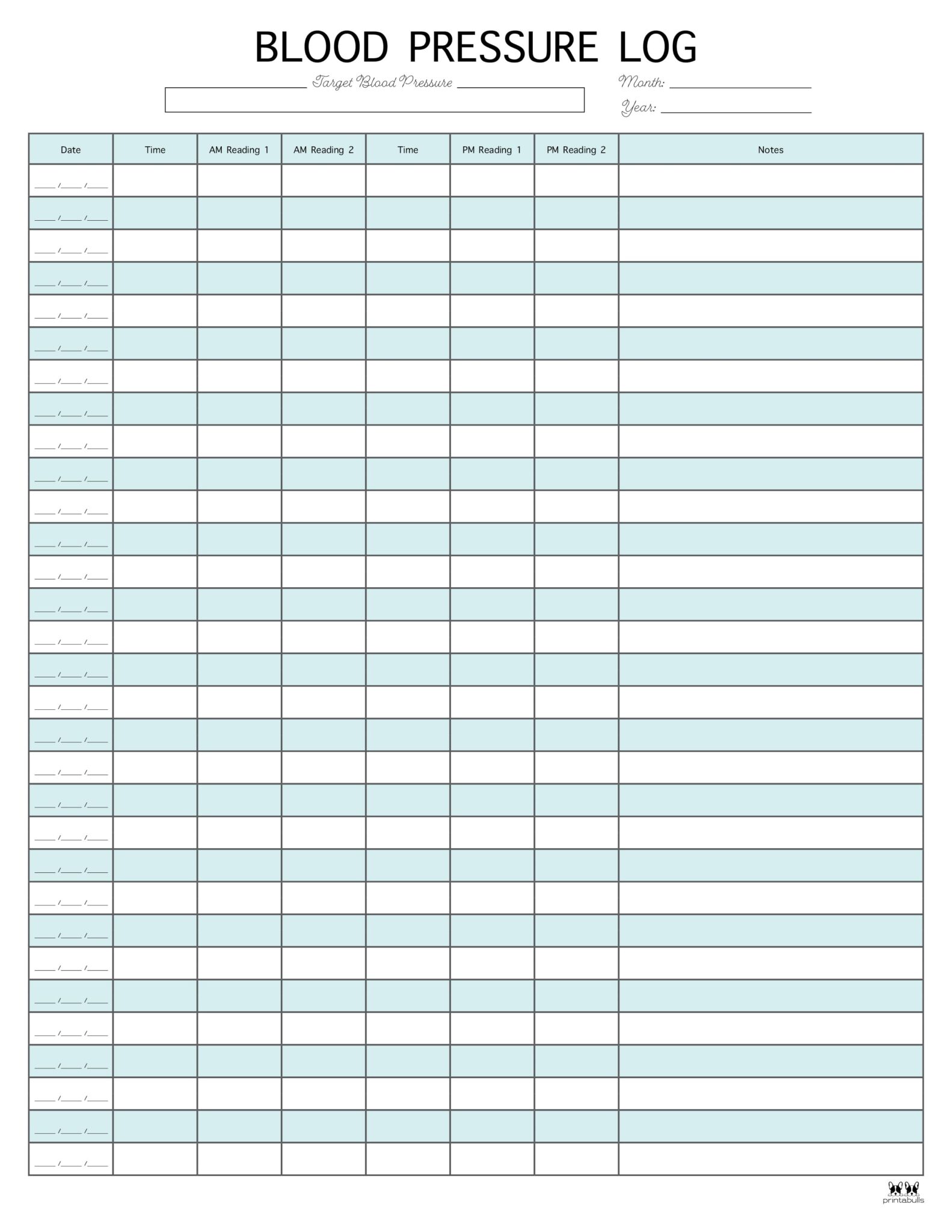 Blood Pressure Logs - 32 FREE Printables | Printabulls