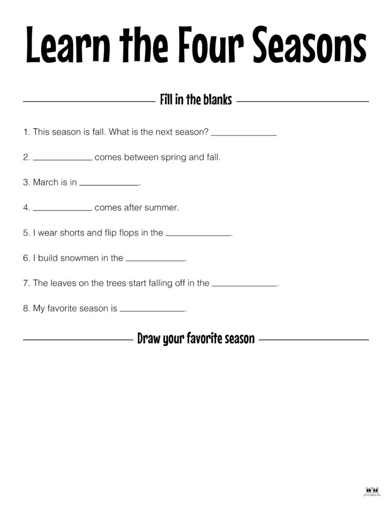 Four Seasons Worksheets & Printables - 51 Pages | Printabulls