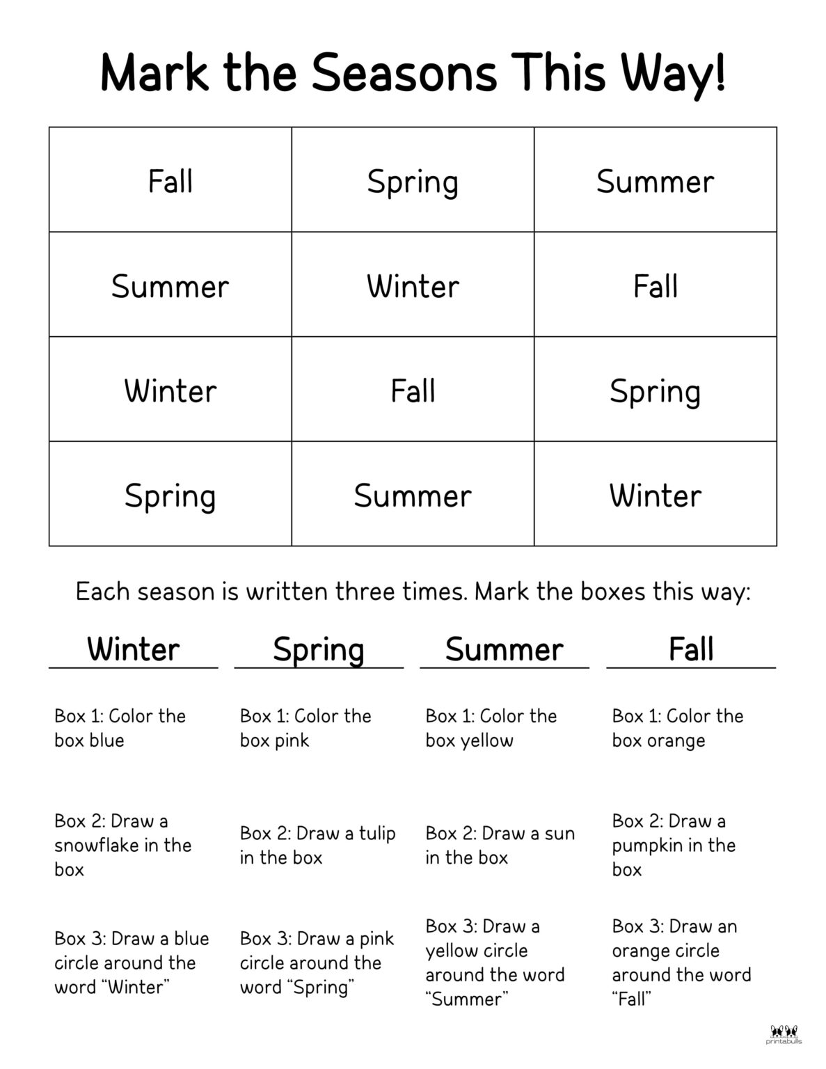 Four Seasons Worksheets & Printables - 51 Pages | Printabulls