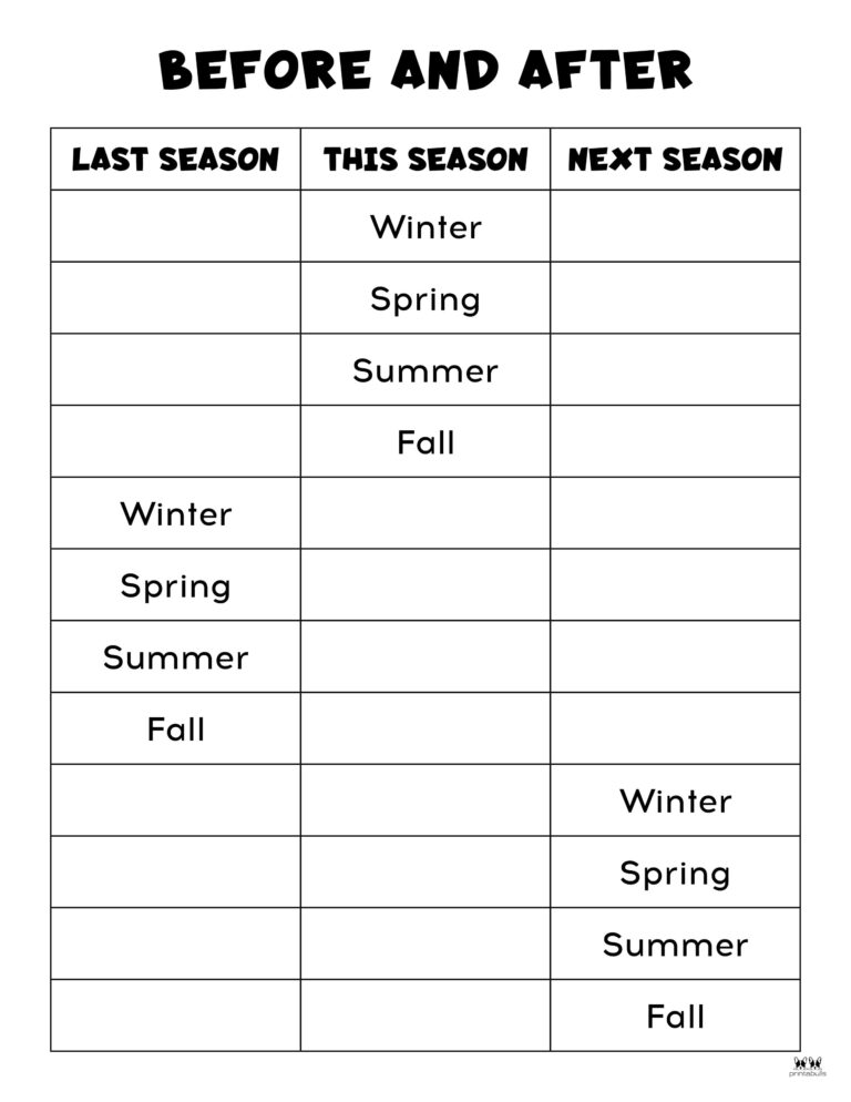 Four Seasons Worksheets & Printables - 51 Pages | Printabulls