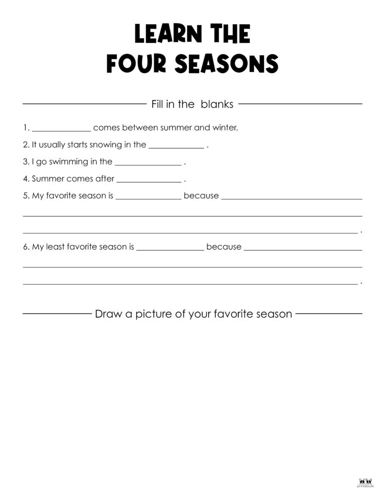 Four Seasons Worksheets & Printables - 51 Pages | Printabulls