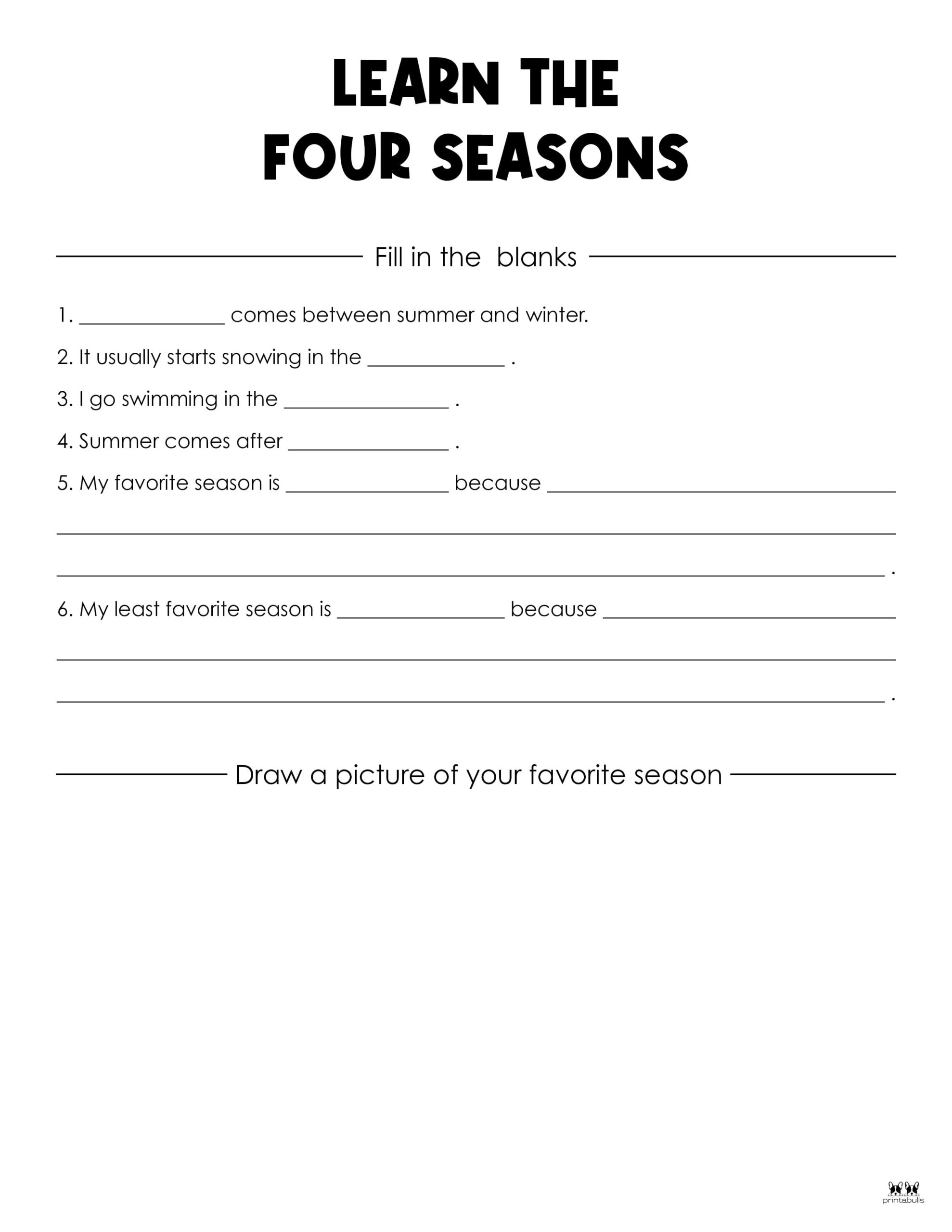 Four Seasons Worksheets & Printables - 51 Pages | Printabulls