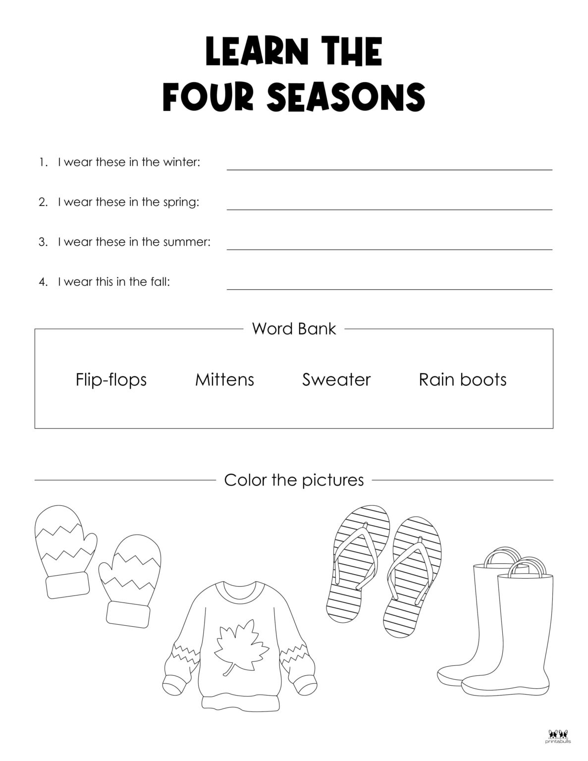 Four Seasons Worksheets & Printables - 51 Pages | Printabulls