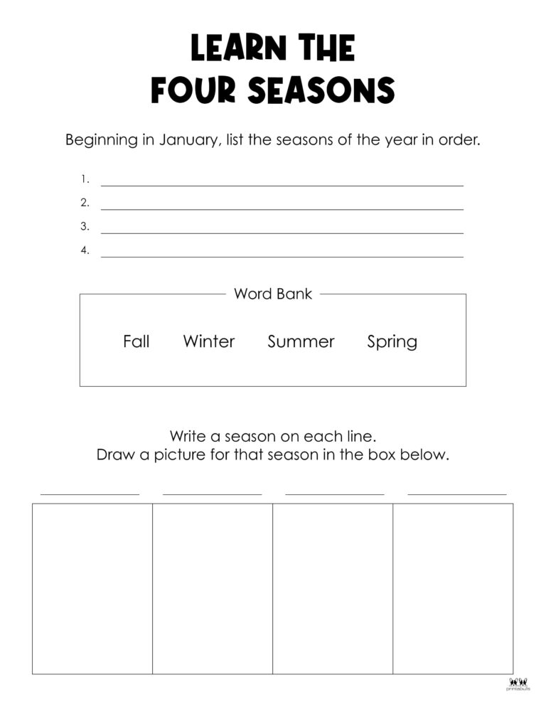 Four Seasons Worksheets & Printables - 51 Pages | Printabulls
