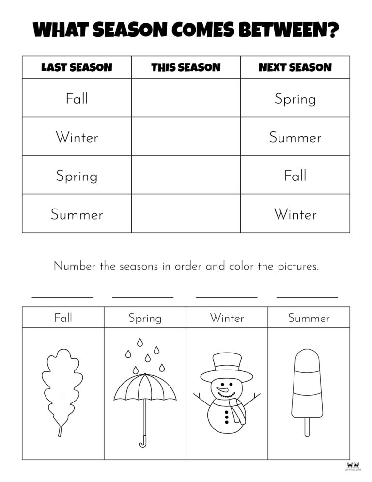 Four Seasons Worksheets & Printables - 51 Pages | Printabulls
