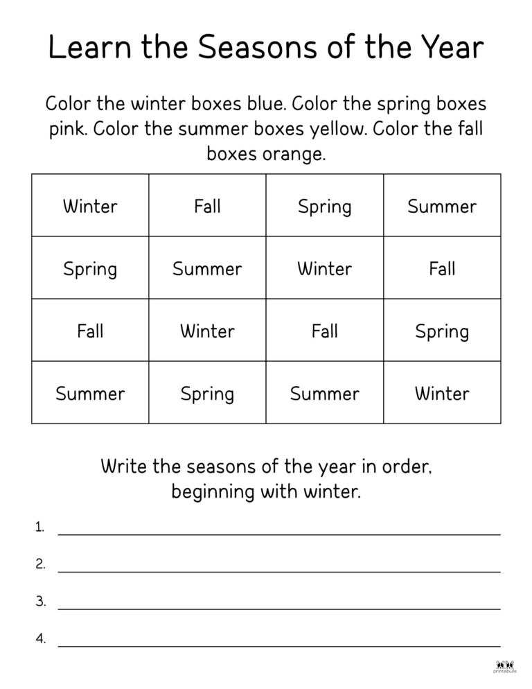 Four Seasons Worksheets & Printables - 51 Pages | Printabulls