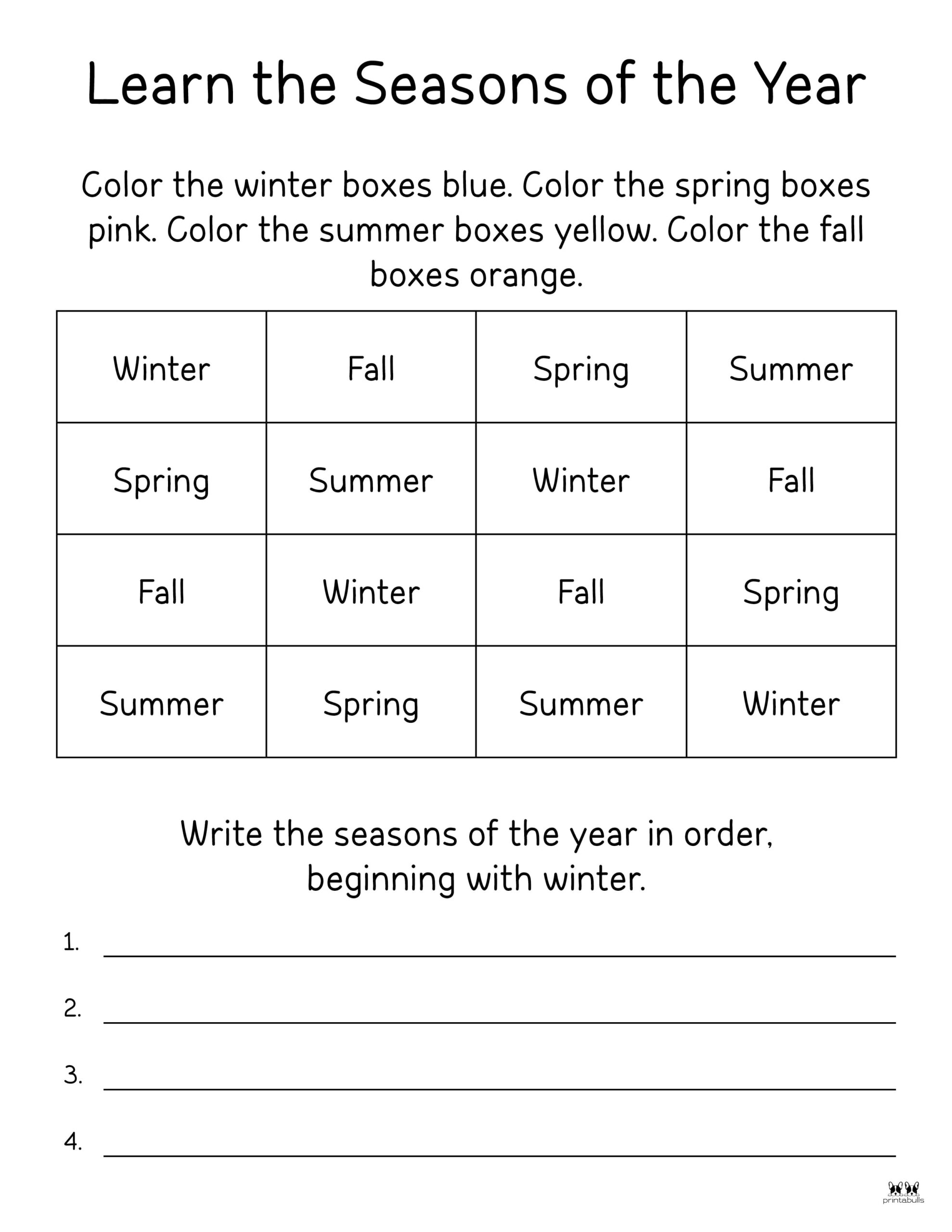 Four Seasons Worksheets & Printables - 51 Pages | Printabulls