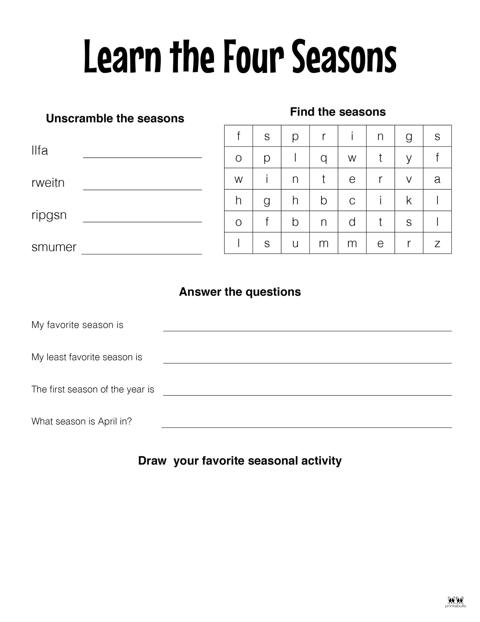 Four Seasons Worksheets & Printables - 51 Pages | Printabulls