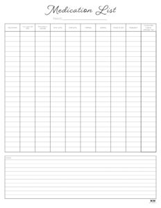 Medication List Templates - 25 FREE Printables | Printabulls